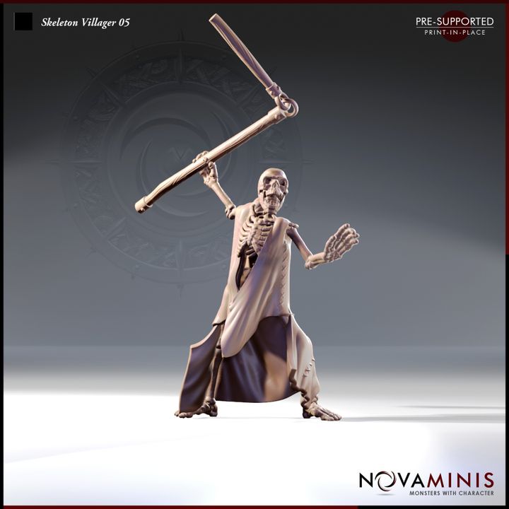 3D Printable Mors Mihi Lucrum: Skeleton Villagers by NovaMinis